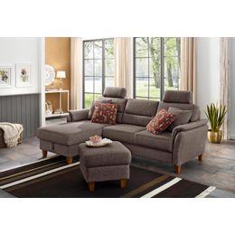 Ecksofa Home Affaire, B:244cm H:89cm T:163cm, braun, 100% Polyester;Struktur (100% Polyester);Luxus-Microfaser in Lederoptik (100% Polyester),