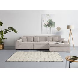 Ottomane Home Affaire, B:310cm H:86cm T:100cm, beige, 100% Polyester, Sofas, "Skara L-Form", Lounge-Sofa mit Federkernpolsterung, in vielen