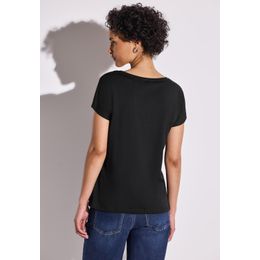 Street One Damen T-Shirt, schwarz, Gr. 34, unifarben, Web, 50% Baumwolle, 50% Modal, Shirts, im soften Baumwoll-Mix