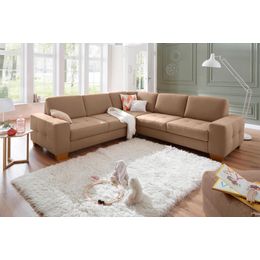 Ecksofa Home Affaire, B:276cm H:86cm T:271cm, braun, Luxus-Microfaser Lederoptik (100% Polyester);Luxus-Microfaser (100% Polyester);Luxus-Microfaser