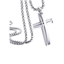 Firetti Damen Kette mit Anh&auml;nger "Schmuck Geschenk Kreuz", Edelstahl, L: 55 B: 2,3mm, silber, Edelstahl, B:2,3mm, Halsketten