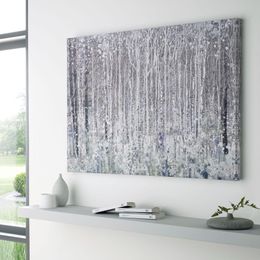 Leinwandbild, B:100cm H:60cm T:3cm, gr&uuml;n, Art for the home, Leinwand, Wohnzimmer, Bilder, "Watercolour woods", Birkenwald 70 x 100 cm
