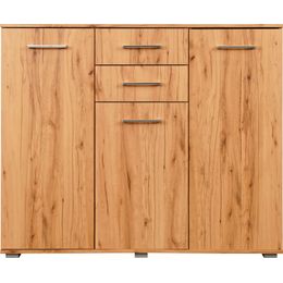 Hochkommode Priess, B:123cm H:103cm T:38cm, beige, Holzwerkstoff, Sideboards, "Lindau"