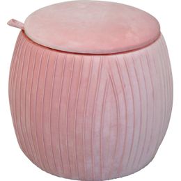 Stauraumhocker Home Affaire, B:49cm H:46cm T:49cm, rosa, Samtbezug 100% Polyester, Hocker