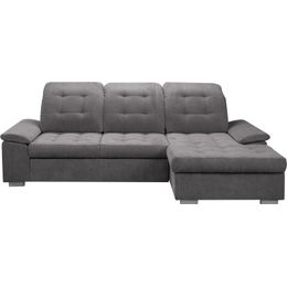 Ecksofa WERK2, B:264cm H:105cm T:170cm, grau, 92% Polyester, 8% Nylon, Wohnzimmer, Sofas, "Carmen, mit Bettfunktion & Bettkasten, optional