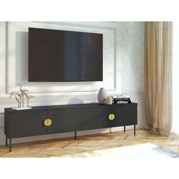Lowboard Home Affaire, B:200cm H:53,6cm T:40cm, schwarz, Melamin, Wohnzimmer, Sideboards, "BELLOT TV-Schrank mit 2 Türen, Maße B/T/H: 160/40/53,6