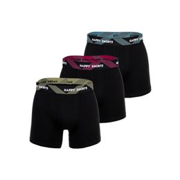 Happy Shorts Herren Boxershorts "Boxershort 3er Pack", Gr. S, schwarz, Obermaterial: 95% Baumwolle CO. 5% Elasthan EL., Unterhosen