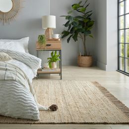 Teppich FLAIR RUGS, B:200cm H:10mm L:290cm, beige, Baumwolle, Jute, Kunstfaser, Wohnzimmer, Teppiche, "Levi, aus gewebter Jute"