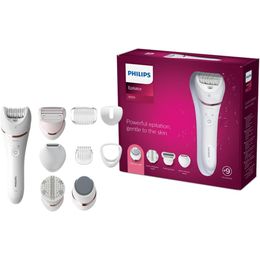 Philips Damen Epilierer "Satinelle Advanced Series 8000 BRE740/10", rosa, B:21cm H:18,5cm T:6,5cm, Epilierer, Nass- und Trockenepilierer, mit 2