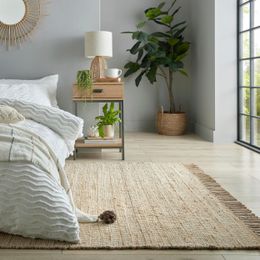 Teppich FLAIR RUGS, B:80cm H:10mm L:150cm, beige, Baumwolle, Jute, Kunstfaser, Wohnzimmer, Teppiche, "Levi, aus gewebter Jute"