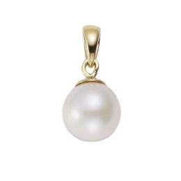 Vivance Damen Kettenanh&auml;nger "375 Gold Perle wei&szlig; 7-7,5mm", one-size, Gold, 0,3 g, gelb, Gold, Schmuckanh&auml;nger