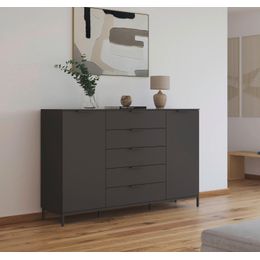 Kombikommode Rauch, B:180cm H:111cm T:42cm, grau, Holzwerkstoff, Schlafzimmer, Sideboards, "Kommode T&uuml;rkommode Sideboard Kombikommode FLIPP", 2-t&uuml;rig
