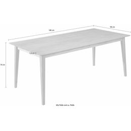 Esstisch, B:140cm H:74cm T:90cm, braun, MASSIVLINE & MORE, K&uuml;che, Tische, "Filippa", Gestell aus Massivholz