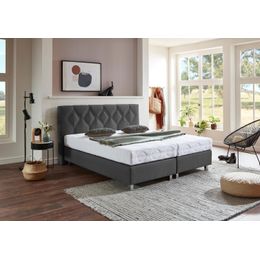 Boxspringbett, B:175cm L:210cm, grau, Westfalia Schlafkomfort, Bezug Bett: Microvelours (100% Polyester) oder Feinstruktur (100% Polyester);Bezug
