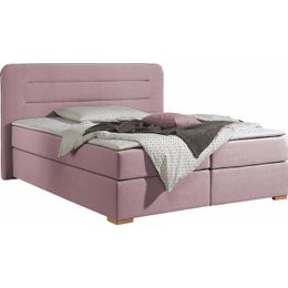 Boxspringbett Home Affaire, B:200cm L:208cm, rosa, Strukturstoff-Bezug (100% Polyester), Komplettbetten, "Manchester", 5 Breiten, 3 Ausf&uuml;hrungen, 2