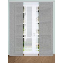 Schiebegardine HOME IN GREEN, B:60cm H:245cm, grau, Polyester, Wohnzimmer, Gardinen, "ESTRA", SET DIGITALDRUCK,BAMBUSOPTIK RECYCELT