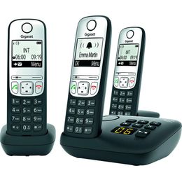Gigaset Schnurloses DECT-Telefon "A690A Trio", schwarz, Stationärtelefone