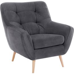 Sessel, B:87cm H:92cm T:92cm, grau, exxpo - SOFA FASHION, Korpus: 100% PES;Luxus-Microfaser (100% Polyester), Wohnzimmer, Sessel, "Scandi,
