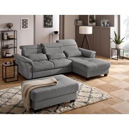 Ecksofa Home Affaire, B:255cm H:104cm T:185cm, grau, Struktur (100% Polyester);Luxus-Microfaser Lederoptik (100% Polyester);Luxus-Microfaser ALTARA