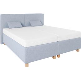 Boxspringbett, blau, Westfalia Schlafkomfort, Komplettbetten, mit Zierkissen