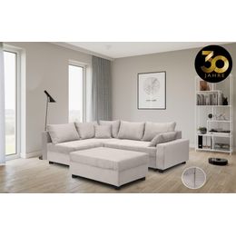 Ecksofa Collection AB, B:224cm H:42cm T:161cm, beige, 100%Polyester, Wohnzimmer, Sofas, "Parma L-Form", mit Schlaffunktion und Bettkasten, inklusive