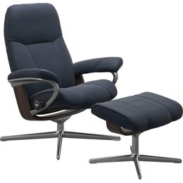 stressless "Consul" Set, Relaxsessel mit Hocker, mit Hocker, mit Cross Base, Gr&ouml;&szlig;e S, M & L, Holzakzent Wenge