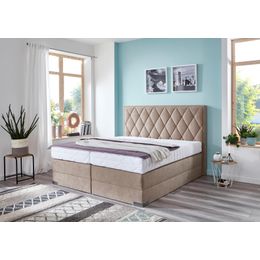 Boxspringbett, B:190cm L:212cm, beige, Westfalia Schlafkomfort, Bezug der Obermatratze: 100% Polyester, Bezug abnehm- und waschbar bis 60C;Unterbox