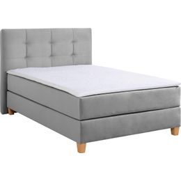 Boxspringbett Home Affaire, B:134cm L:211cm, grau, Komplettbetten, "Moulay", inkl. Topper, in 3 H&auml;rtegraden, TFK auch in H&auml;rtegrad 4