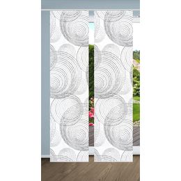 Schiebegardine HOME IN GREEN, B:60cm H:245cm, grau, Polyester, Wohnzimmer, Gardinen, "SPIRO", SET DIGITALDRUCK,BAMBUSOPTIK RECYCELT
