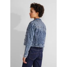 Street One Damen Jeansjacke, blau, Gr. 46, gemustert, Jeans, 99% Baumwolle, 1% Elasthan, Jacken, mit Brusttaschen