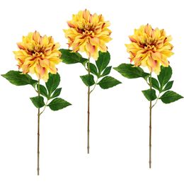 Kunstblume I.GE.A., B:18cm H:62cm L:10cm, gelb, Obermaterial: 90% Polyester, 10% Kunststoff, Kunstpflanzen, "Dahlie", Einzelblume, Stielblume, 3er Set