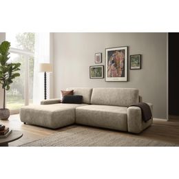 Ecksofa Home Affaire, B:264cm H:82cm T:162cm, braun, 100% Polyester, Wohnzimmer, Sofas, "TORGE (264cm), Schlafsofa in Cord, Samtvelours o Struktur