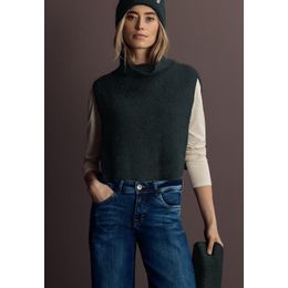 Street One Damen Strickponcho, gr&uuml;n, unifarben, Feinstrick, 50% Polyacryl, 50% Polyamid, Pullover, mit Federgarn