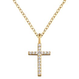 Engelsrufer Damen Kette mit Anhänger "Kreuz", Silber 925 (Sterlingsilber), L: 42 B: 1,2mm, gold, Silber 925 (Sterlingsilber), B:1,2mm, Halsketten,