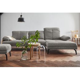 Ecksofa Andas, B:295cm H:83cm T:162cm, grau, Struktur weich (100% Polyester);Struktur grob (100% Polyester);100% NaturLEDER, Wohnzimmer, Sofas,