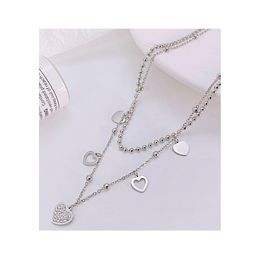 Firetti Damen Kette mit Anh&auml;nger "Schmuck Geschenk Hearts Charm", Edelstahl, L: 46, wei&szlig;, Edelstahl, Halsketten, mit Zirkonia (synth.)