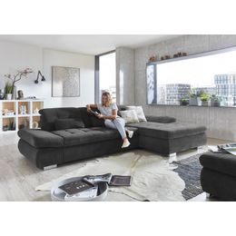 Ecksofa DIE PLANBAR, B:331cm H:84cm T:124cm, schwarz, 100% Polyester, Wohnzimmer, Sofas, "MP-IN17004 L-Form", wahlweise mit Funktion, Federkern