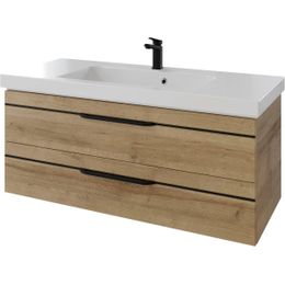 Waschtisch SAPHIR, B:123cm H:55,6cm T:50,8cm, braun, Badezimmer, Waschtische, "Serie Balto Mineralmarmor-Waschtisch mit Unterschrank, 123 cm breit",