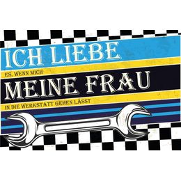 Alu-Dibond-Druck queence, B:30cm H:20cm T:0,2cm, bunt, Alu Dibond, Bilder, "Ich liebe meine Frau", Werkstatt Schild, Schraubenschl&uuml;ssel