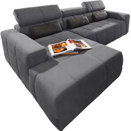 Ecksofa DOMO collection, B:289cm H:80cm T:175cm, grau, Luxus-Microfaser in Antikleder-Optik (100% Polyester);Luxus-Microfaser (100%