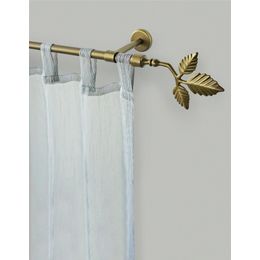 Gardinenstange Garesa, L:260cm &Oslash;:16mm, gold, Metall, Gardinenstangen, "SHEET", Vorhanggarnitur, verl&auml;ngerbar, Knopf mit Bl&auml;tter, ohne Ringe