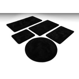 Badematte, H:20mm, schwarz, WECON HOME BASICS, Polyester, Badematten, "Joris", waschbar, viele Gr&ouml;&szlig;en, Badezimmerteppich, uni
