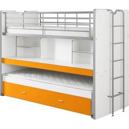 Hochbett Vipack, B:102cm H:161cm L:222cm, orange, Jugendzimmer, Hochbetten, "Bonny, mit 3 Schlafgelegenheiten, super praktisch im Kinderzimmer", mit