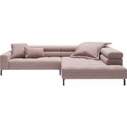 Ecksofa Places of Style, B:311cm H:71cm T:219cm, rosa, 88% Polyester, 12% Polyacryl, Wohnzimmer, Sofas, "Claya, L-Form, incl. Kopfteilverstellung,
