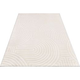 Teppich Paco Home, B:160cm H:13mm L:220cm, beige, Polyester, Wohnzimmer, Teppiche, "Luzern 654", Kurzflor, Uni Farben, Hoch-Tief-Struktur, Scandi
