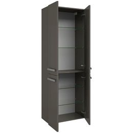 Hochschrank SAPHIR, B:60cm H:168cm T:33cm, grau, Spanplatte, Badezimmer, Schr&auml;nke, "Serie 4005 Badschrank 60 cm breit, mit 4 T&uuml;ren, 4