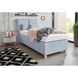 Boxspringbett, blau, Westfalia Schlafkomfort, Komplettbetten, mit Zierkissen
