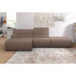 Ecksofa Egoitaliano, B:287cm H:80cm T:98cm, braun, Luxus-Micofaser Lederoptik (100% Polyester) ist ein neues technisches Gewebe mit einem visuellen
