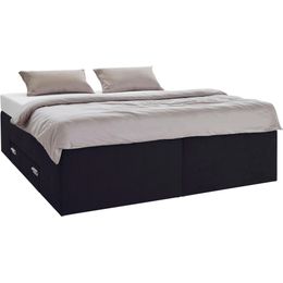 Boxspringbett, B:180cm L:200cm, schwarz, Westfalia Schlafkomfort, Bezug Bett: Feinstrukturstoff (77% Polyester, 23%Viskose) oder Microfaser (100%