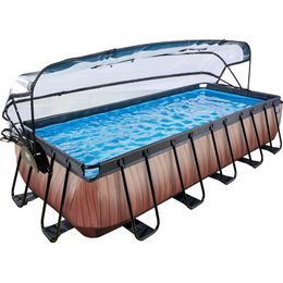 Framepool EXIT, B:250cm H:100cm L:540cm, braun, Schwimmbecken, "inkl. multifunktionaler Poolabdeckung", BxLxH: 250x540x100 cm, Sandfilter- und